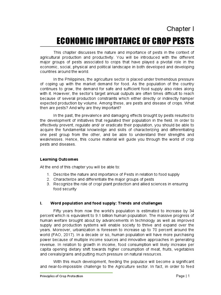 Chapter 1 and 2 Principles of Crop Protection | PDF | Pest (Organism ...