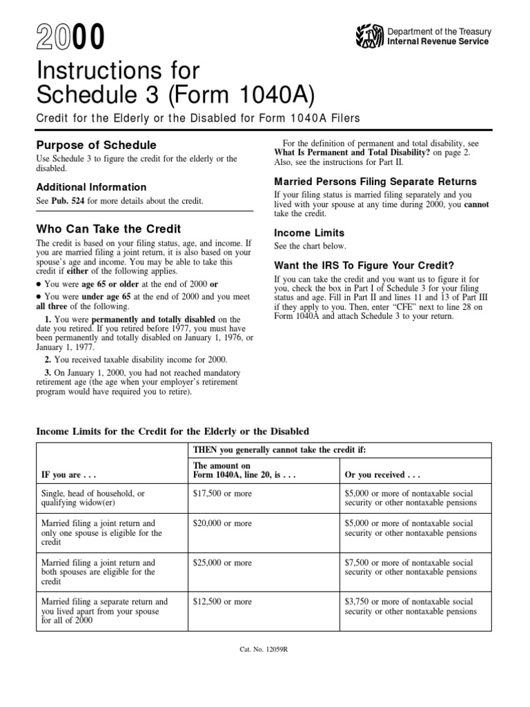 Instructions For Schedule 3 (Form 1040A) | PDF | Irs Tax Forms | Social ...