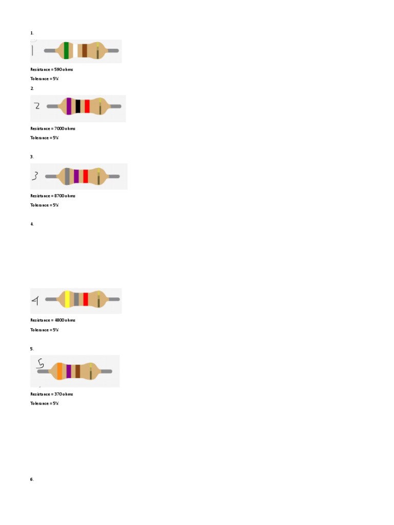 Electronics - Resistors Quiz | PDF