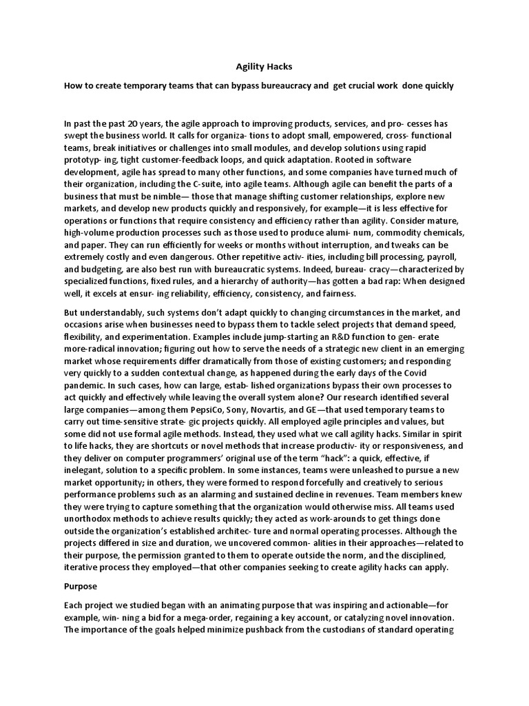 Agility Hacks | PDF | Agile Software Development | Innovation