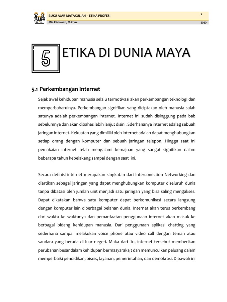 Buku Ajar Etika Profesi Mia 5 | PDF