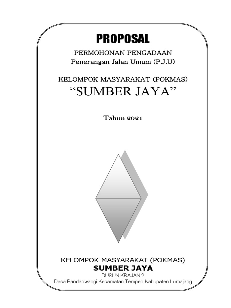 Proposal Pokmas Sumber Jaya PJU 2 | PDF