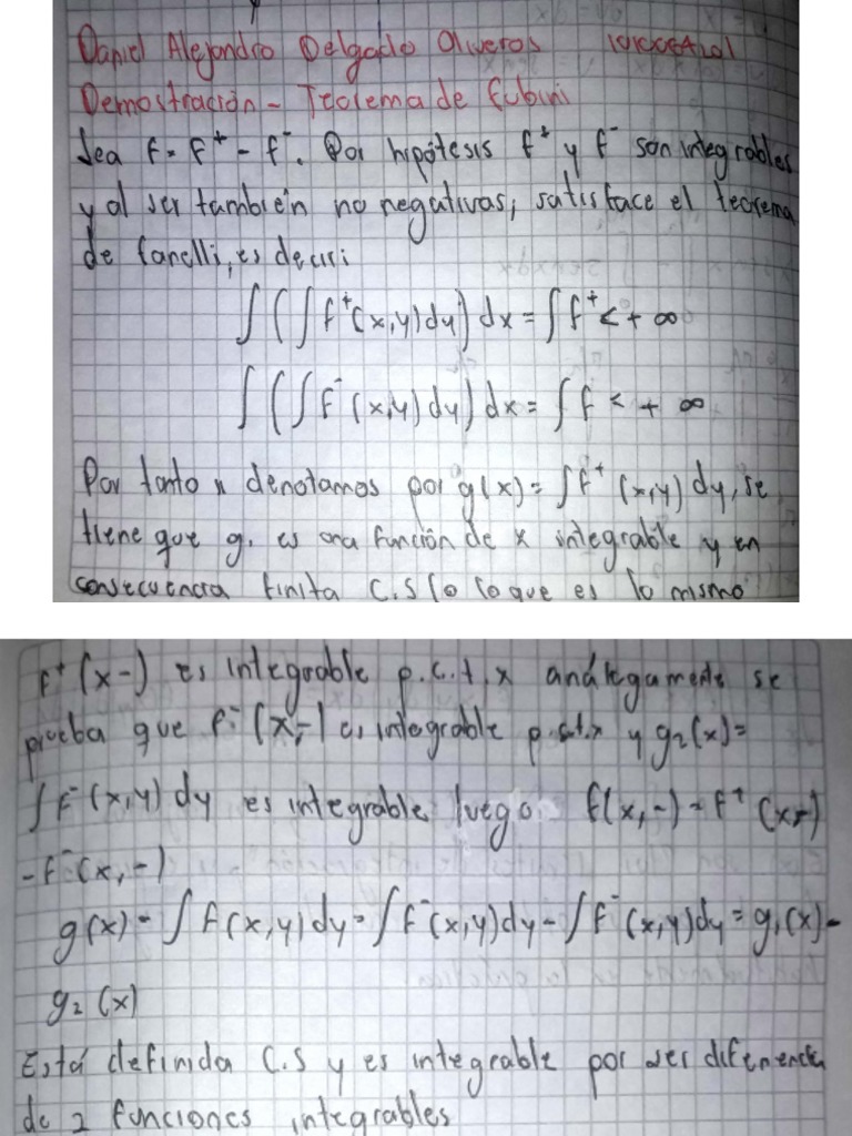 Daniel Delgado, Teorema de Fubini | PDF