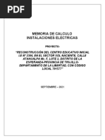 Memoria de Calculo de Instalaciones Eléctricas | PDF | Energia electrica | Corriente eléctrica