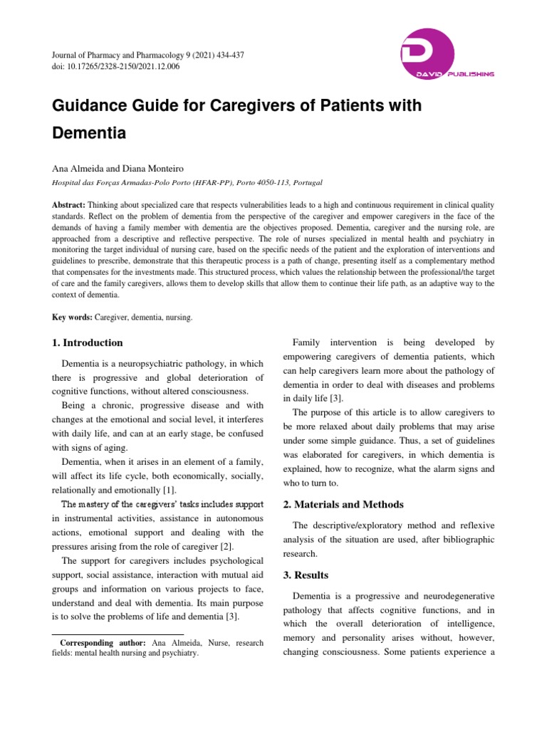 Guidance Guide For Caregivers of Patients With Dementia | PDF ...