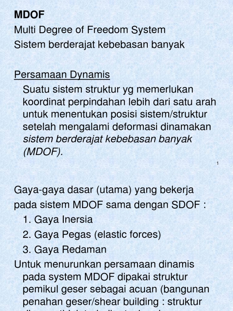 Mdof 1 | PDF