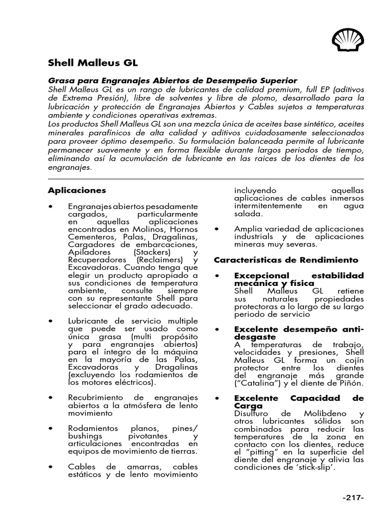 Malleus GL | PDF | Engranaje | Lubricante