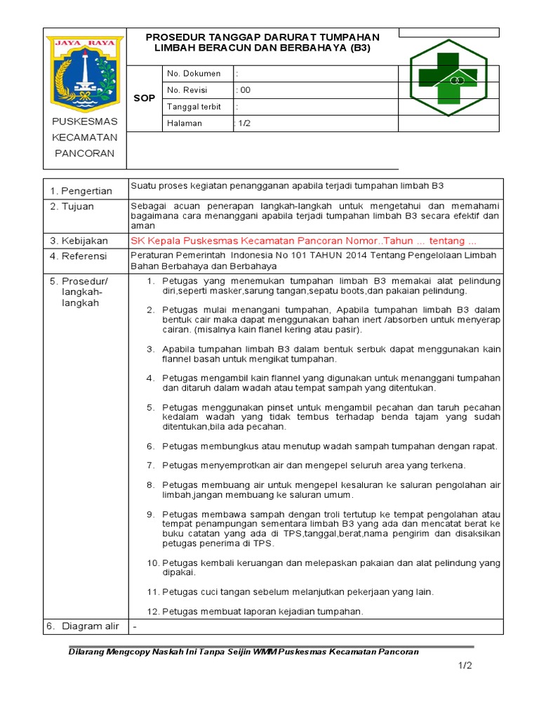 Sop Tumpahan Limbah b3 | PDF