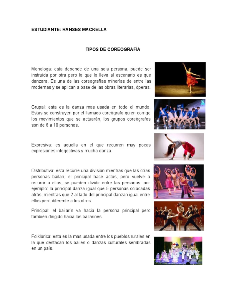Tipos de Coreografia Ranses M | PDF | Artes del Lenguaje y Comunicación