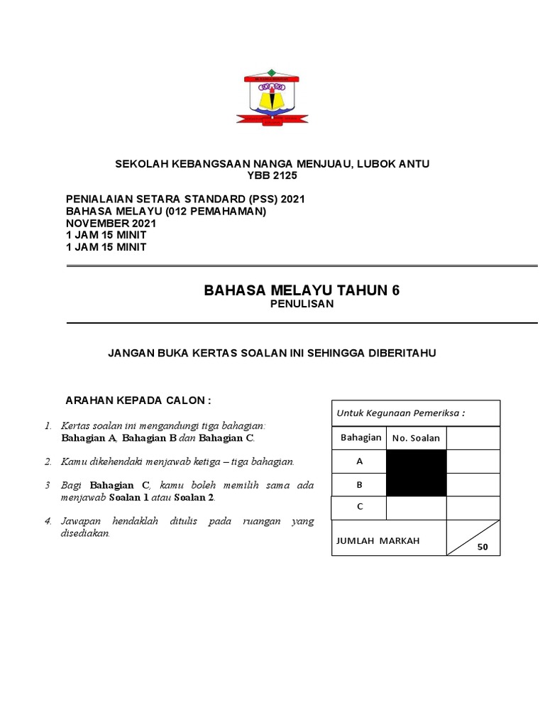 Ujian Bm Tahun 6 Kertas 2 Pdf