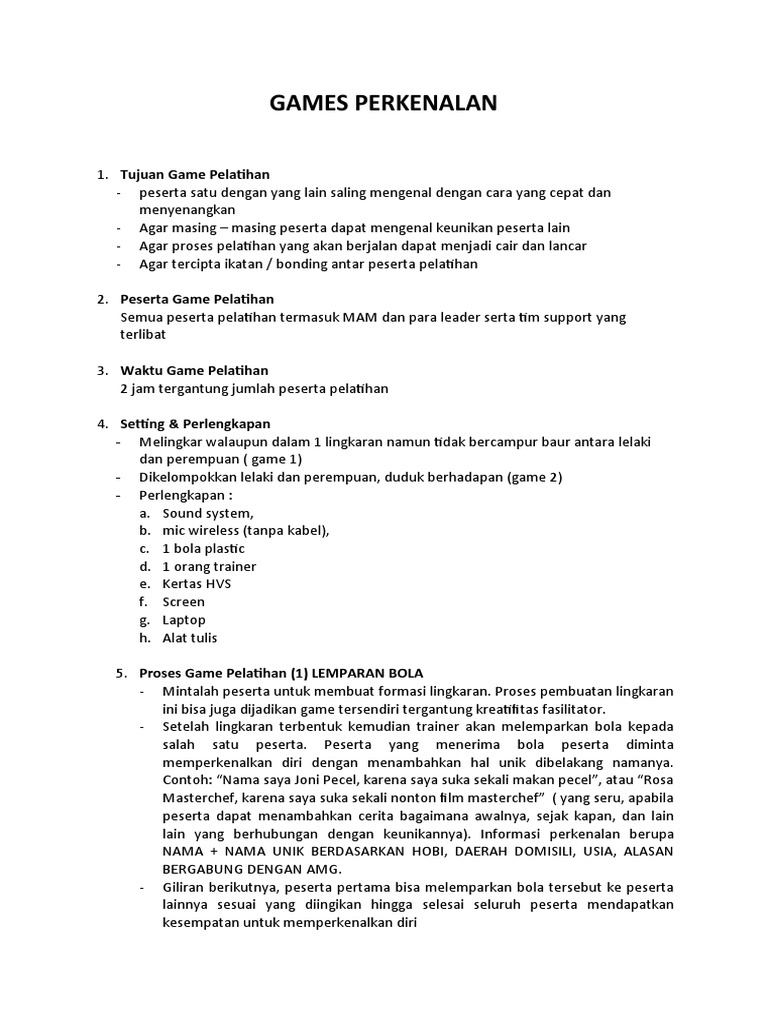 Games Acara Perkenalan | PDF