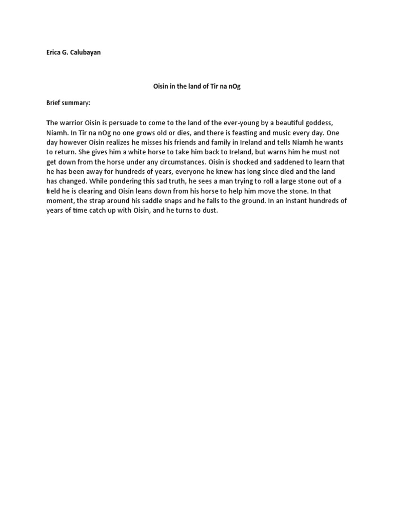 Oisin's Journey to Tir na nOg | PDF