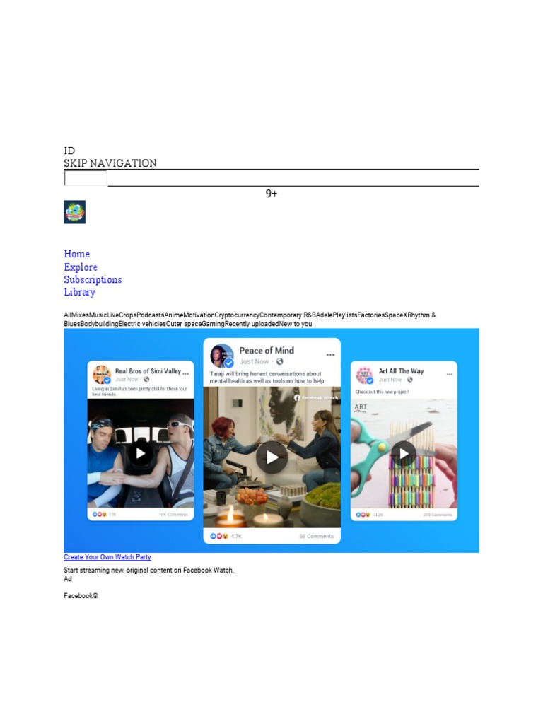ID Skip Navigation 9+: Home Explore Subscriptions Library | PDF