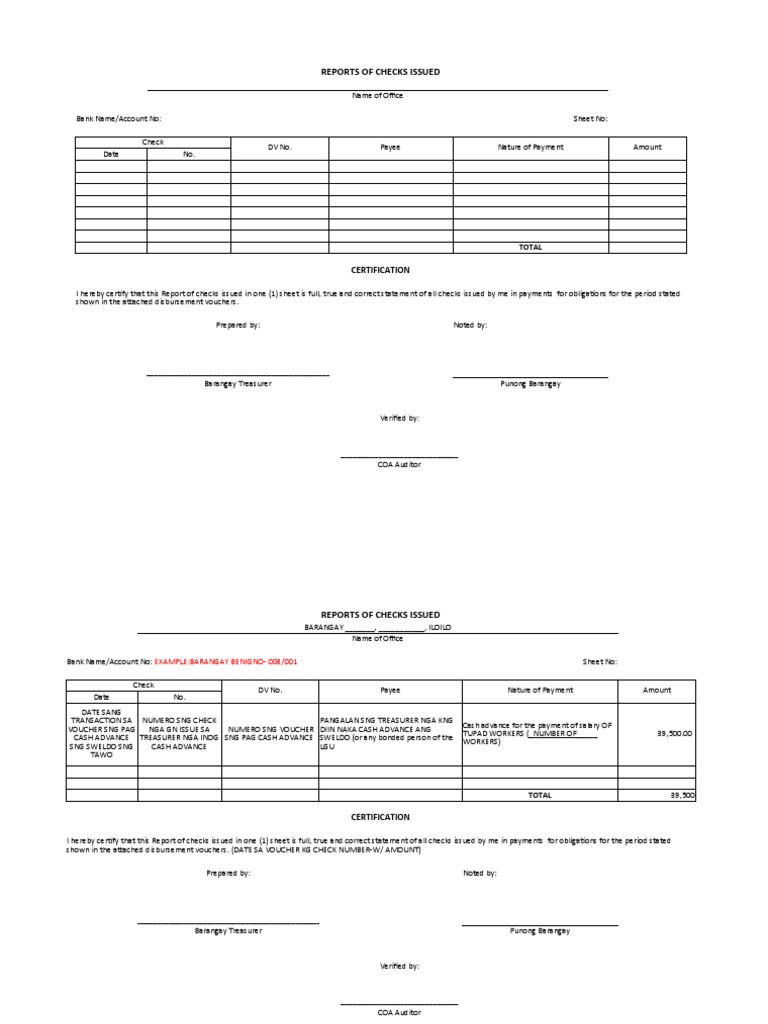 Summary of Checks Issued Report | PDF | Payments | Banking