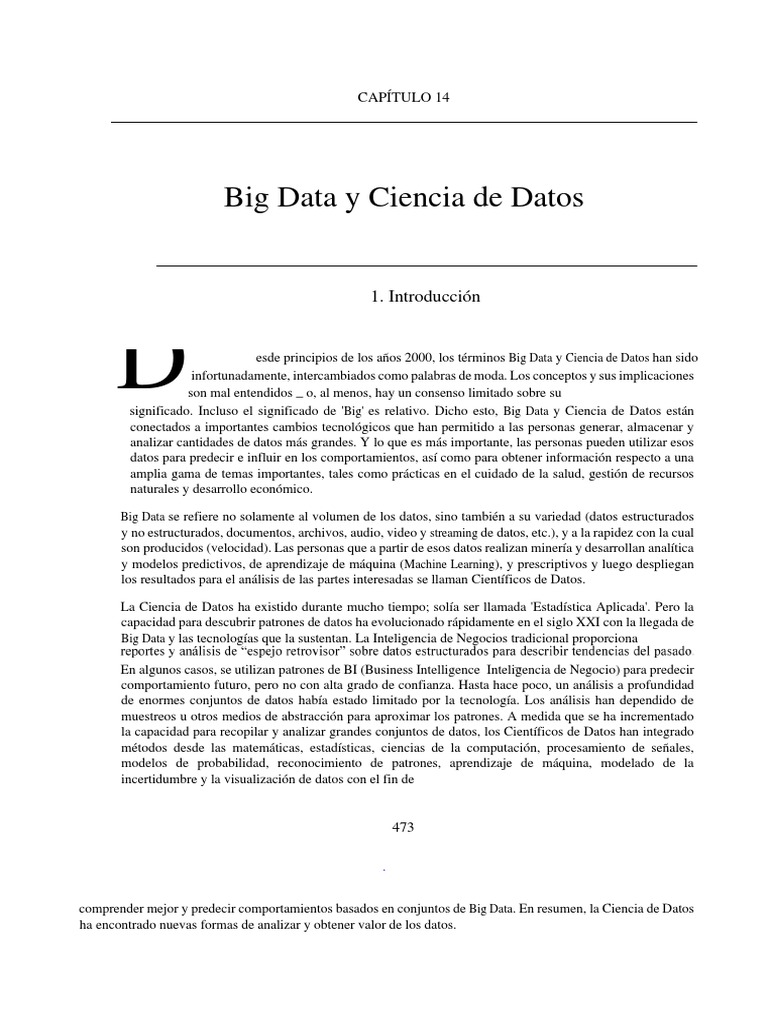 Lectura - 6 Big Data y Ciencia de Datos | PDF | Big Data | Aprendizaje ...