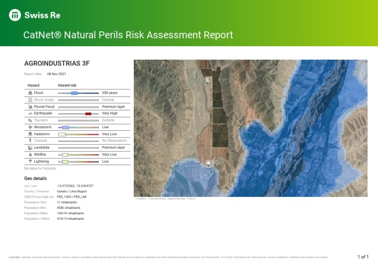 Catnet® Natural Perils Risk Assessment Report: Agroindustrias 3F | PDF