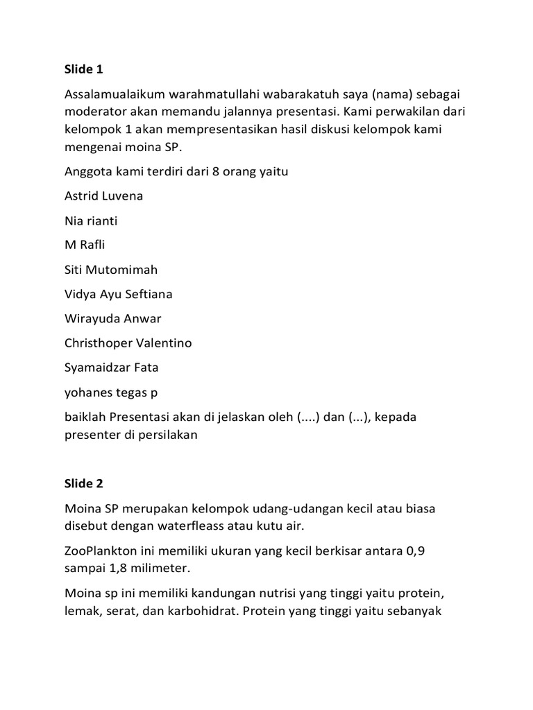 Text Untuk Dibaca PPT Moina | PDF