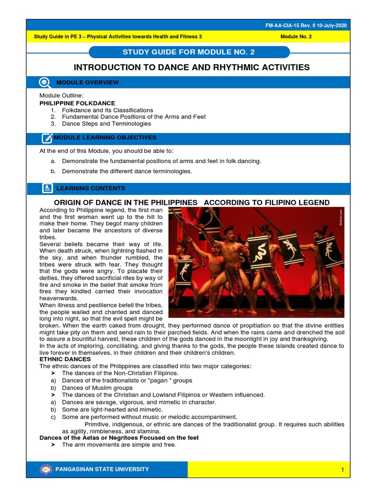 Introduction To Dance and Rhythmic Activities: Study Guide For Module No. 2 | PDF