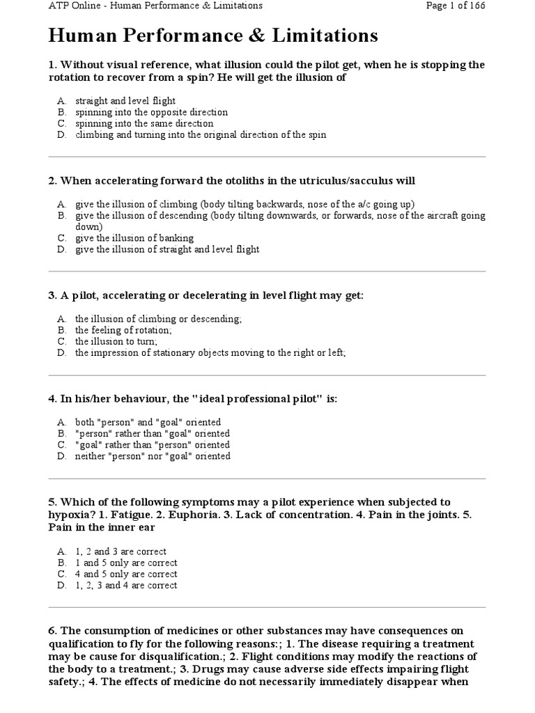Human Performance & Limitations | PDF | Hypoxia (Medical) | Blood