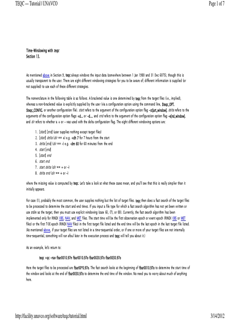 An In-Depth Guide to Time Windowing Strategies in TEQC Software | PDF | Computer File ...