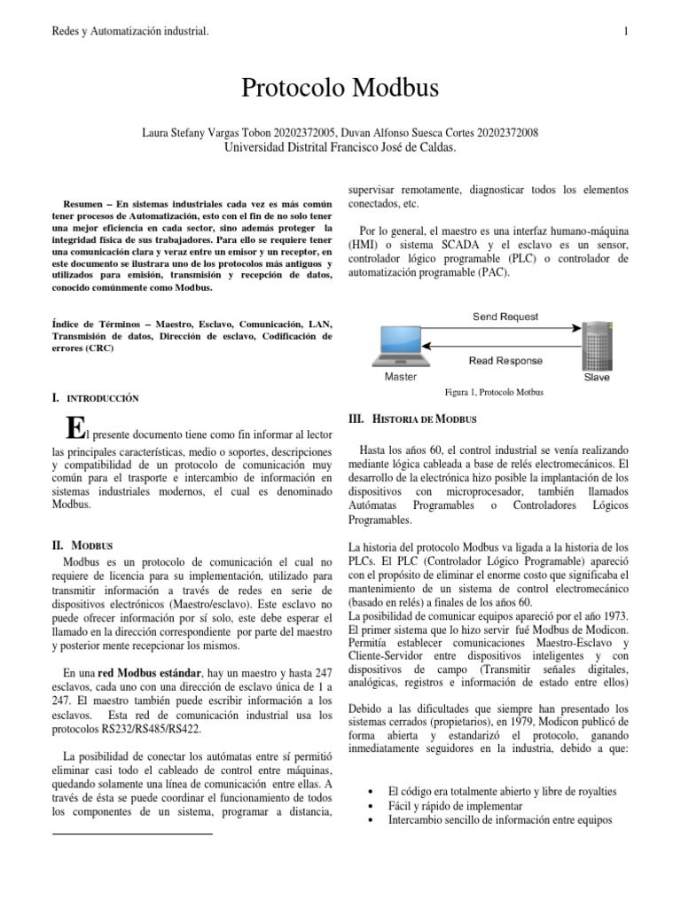 Informe IEEE MODBUS | PDF | Controlador lógico programable | Modelo osi