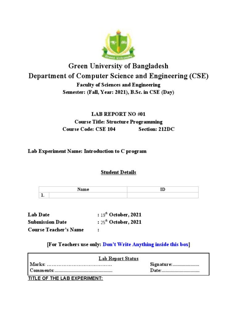 Green University of Bangladesh Department of Computer Science and ...