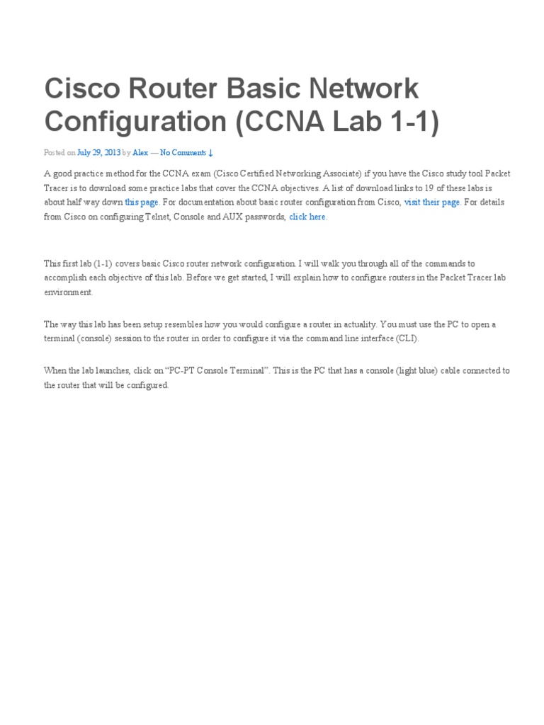 Cisco Router Basic Network Configuration Pdf Ip Address I Pv6