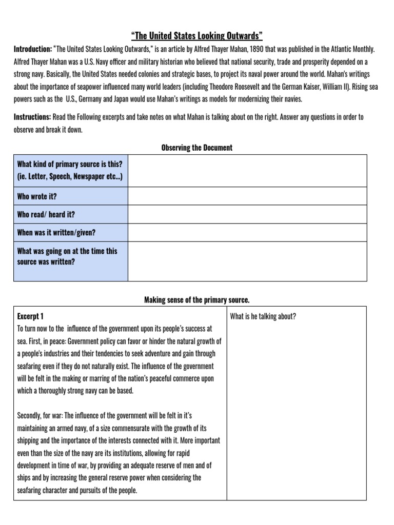 Primary Source Analysis - The United States Looking Outwards | PDF ...