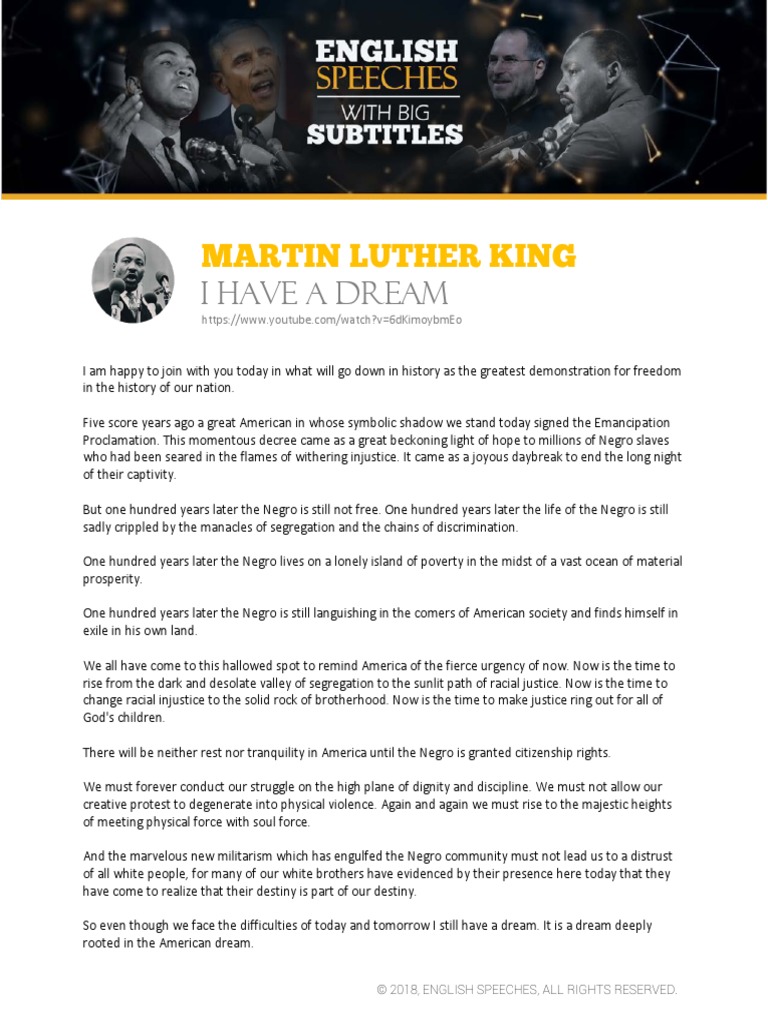 Full Transcript - Martin Luther King | PDF | Human Rights