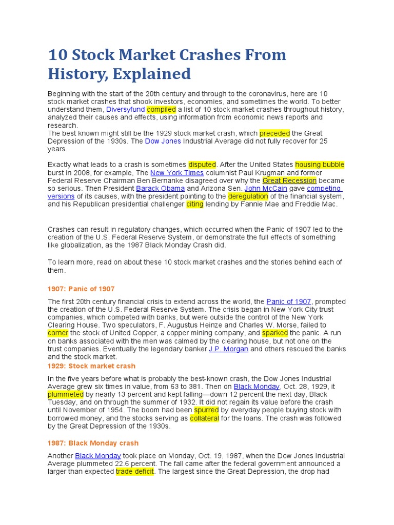 10 Stock Market Crashes From History | PDF | Stock Market Crash ...