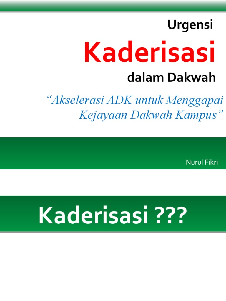 KADERISASI UNTUK KEJAYAAN | PDF