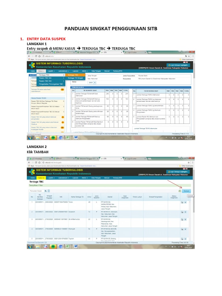 Panduan Singkat Penggunaan Sitb | PDF