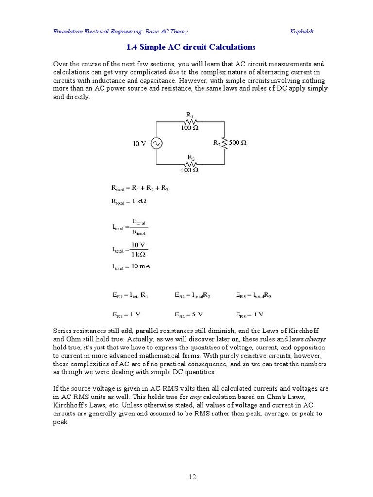 Simple AC Circuit Calculations | PDF | Electrical Network | Alternating ...