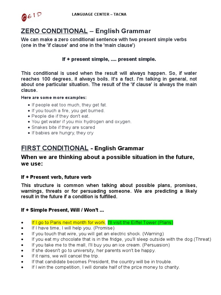 First Conditional and Future Time Clauses | PDF | Clause | English Grammar