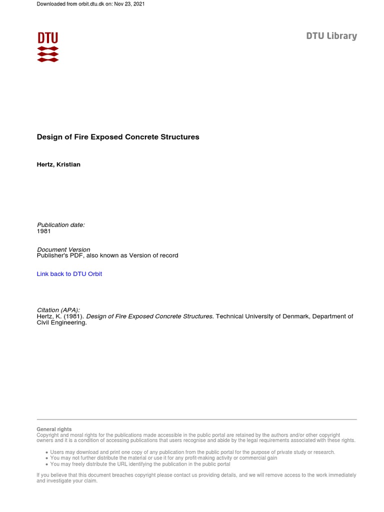 Design of Fire Exposed Concrete Structures: Hertz, Kristian | PDF