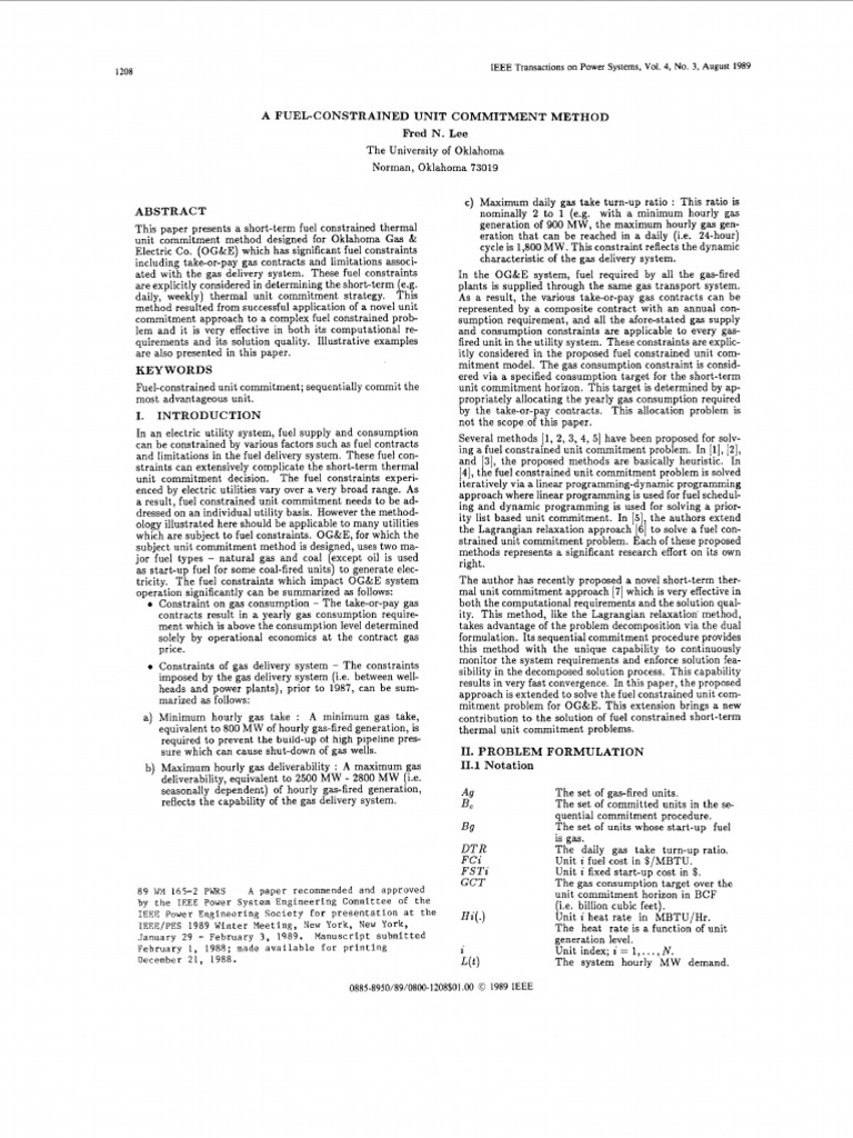 Fuel-Constrained Unit Commitment Method | PDF | Mathematical ...