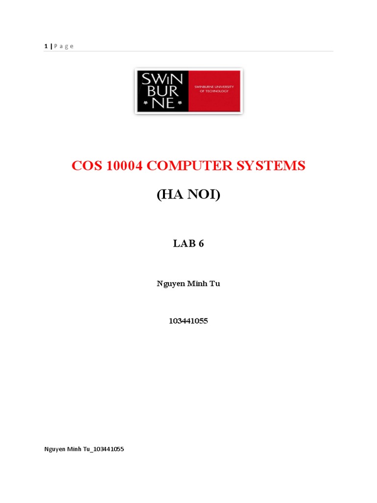 Cos 10004 Computer Systems: (Ha Noi) | PDF