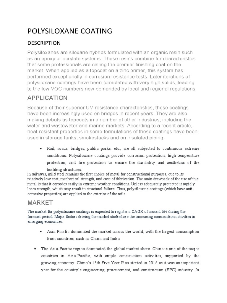 Polysiloxane Coating: Description | PDF | Corrosion | Silicone