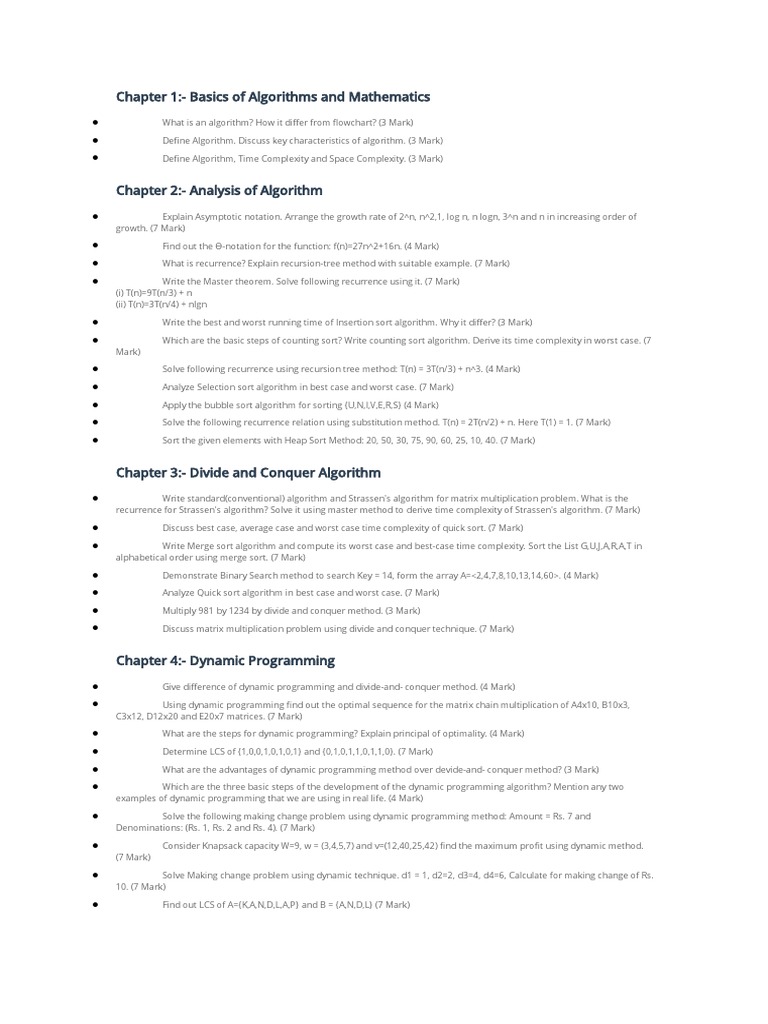 Chapter 1:-Basics of Algorithms and Mathematics | Download Free PDF | Dynamic Programming | Time ...