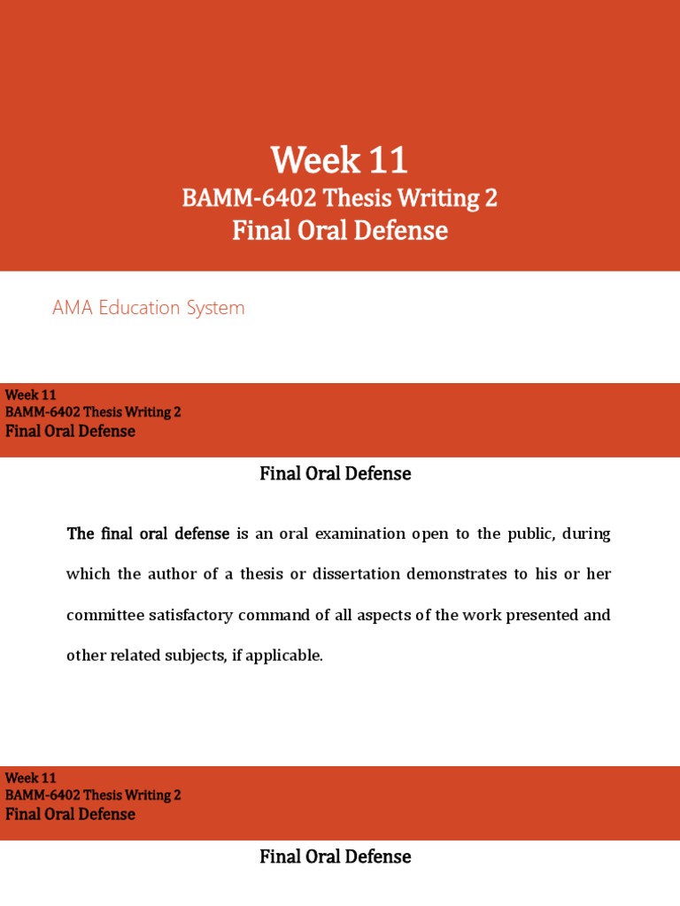 W11 PPT-Final Oral Defense | PDF | Thesis