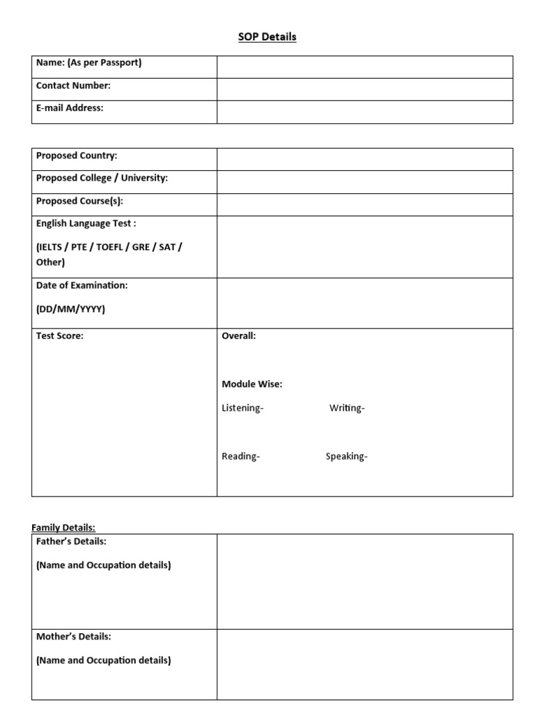 SOP Details: Listening-Writing | PDF