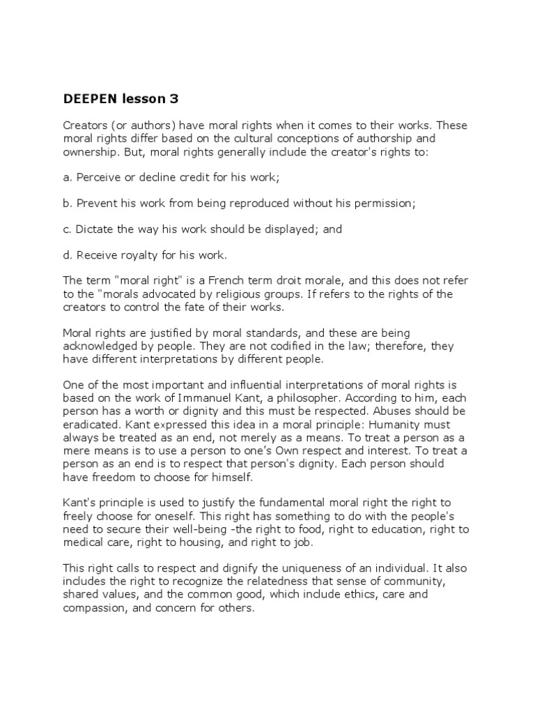 DEEPEN Lesson 3 and Short Story Motivation | PDF | Rights | Dignity