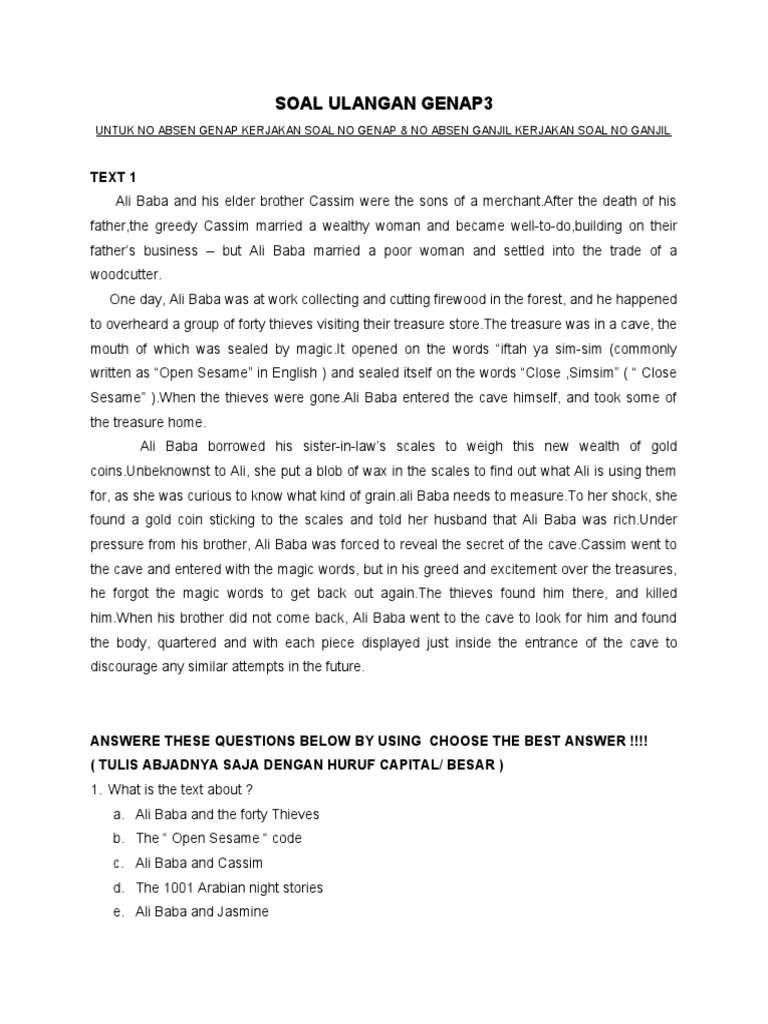 The Story of Ali Baba and the Forty Thieves: A Summary and Multiple ...