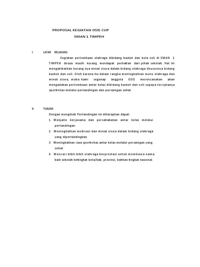 (PDF) Proposal Kegiatan Osis Cup | PDF