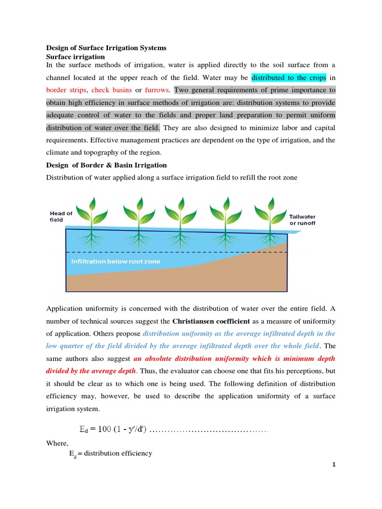 Furrow Irrigation System Design Guide | PDF | Irrigation | Soil