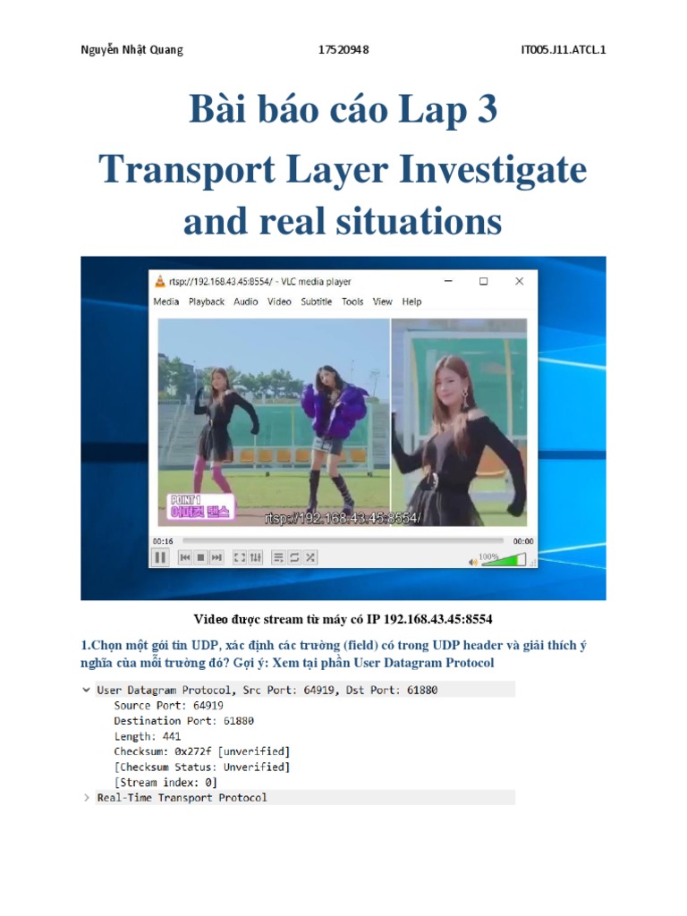 Nguyễn Nhật Quang IT005.J11.ATCL.1 Bài Báo Cáo Lap 3 Transport Layer Investigate and Real ...