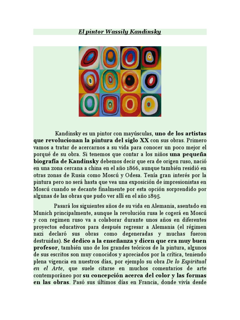 Biografía de Kandinsky para Niños | PDF | Wassily Kandinsky | Pinturas