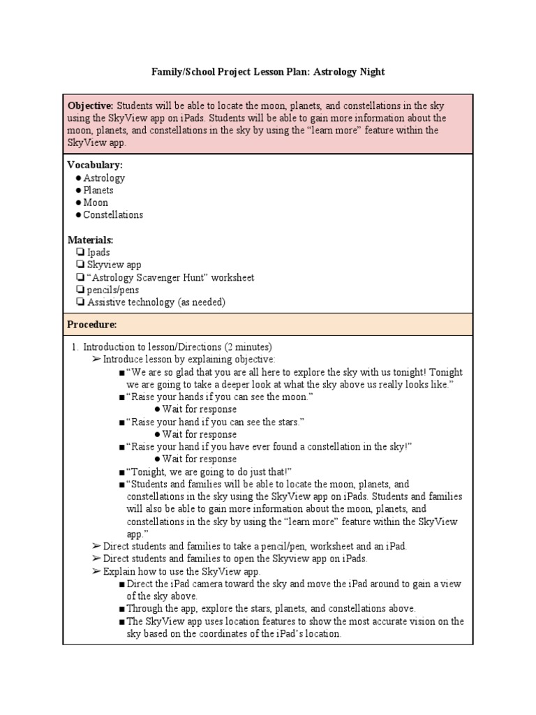 Astrology Night Lesson Plan for Students | PDF | Sky | Moon