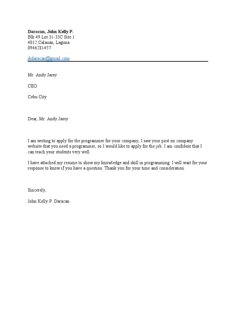 Kelly Cover Letter | PDF