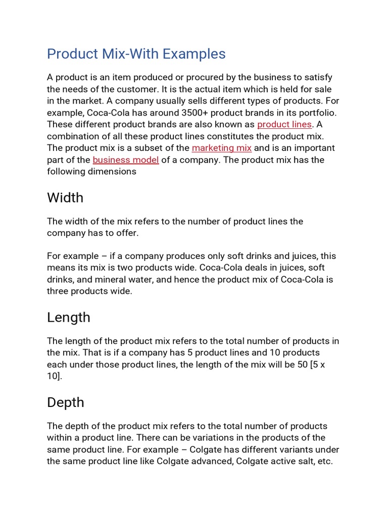 Understanding Product Mix Dimensions | PDF | Brand | Coca Cola